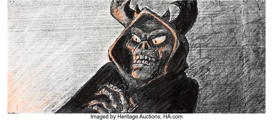 The Black Cauldron Horned King and Creeper Storyboard Drawing and ...