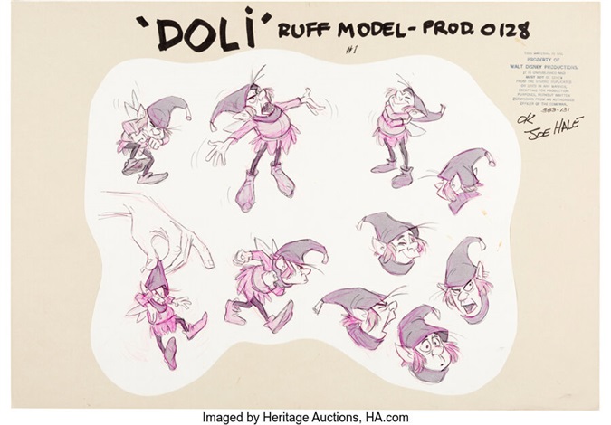 The Black Cauldron Doli Early Model Sheet Original Art Signed by ...
