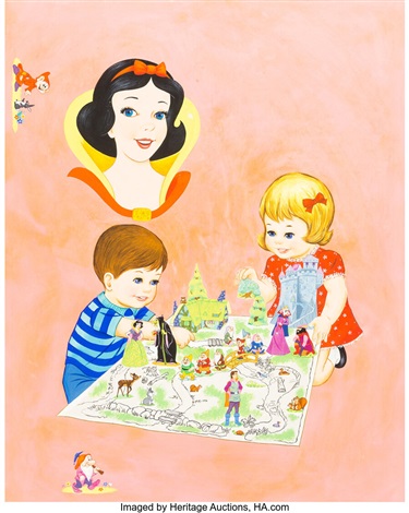 Snow White Play Fun Original Illustration for Activity Box Walt ...