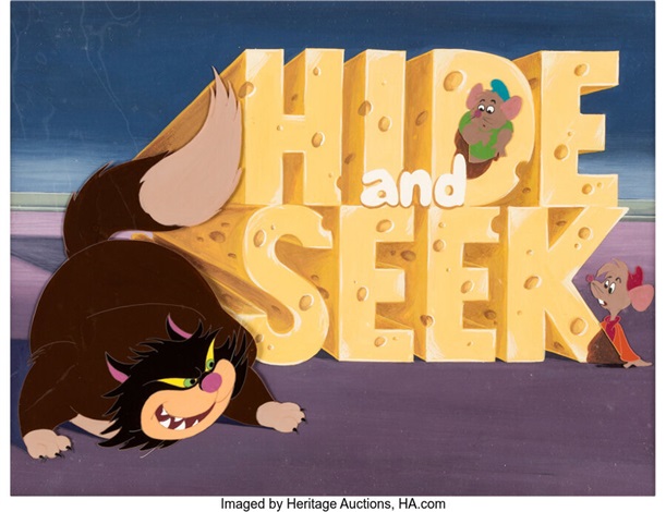 Cinderella Hide and Seek Lucifer, Jaq, and Gus Original Cel Art and ...