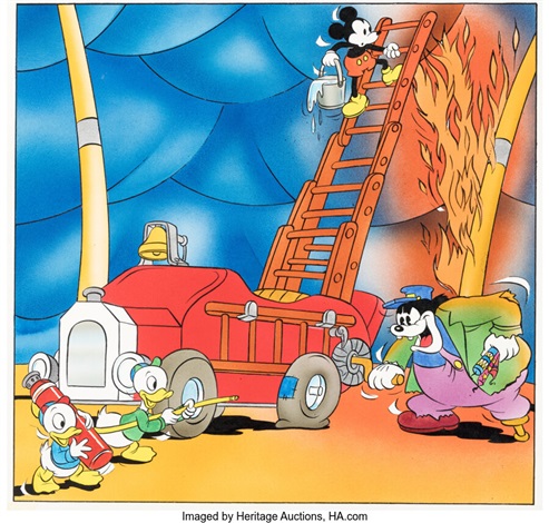 Mickey Mouse Firefighter Calendar Illustration Original Art Walt Disney ...