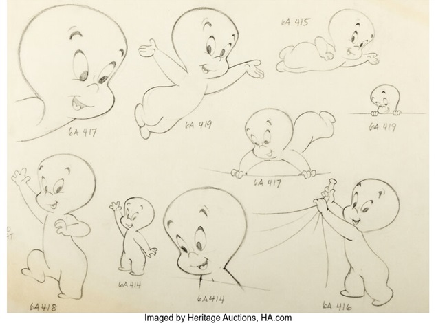 The New Casper Cartoon Show Model Sheet Drawing Original Art ...