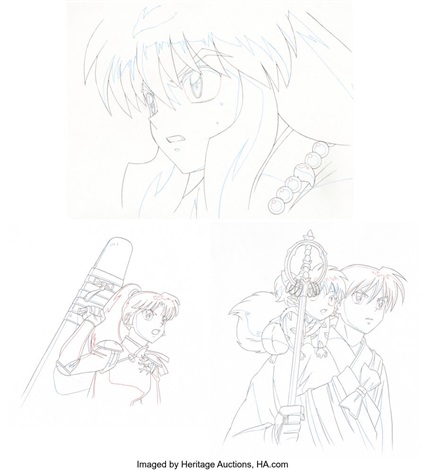 InuYasha Shippo, Sango, Miroku, and Inuyasha Animation Drawing Group of ...