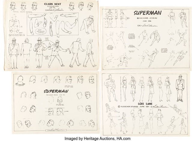 Superman Theatrical Cartoons Studio Model Sheet Print Group of 11 ...
