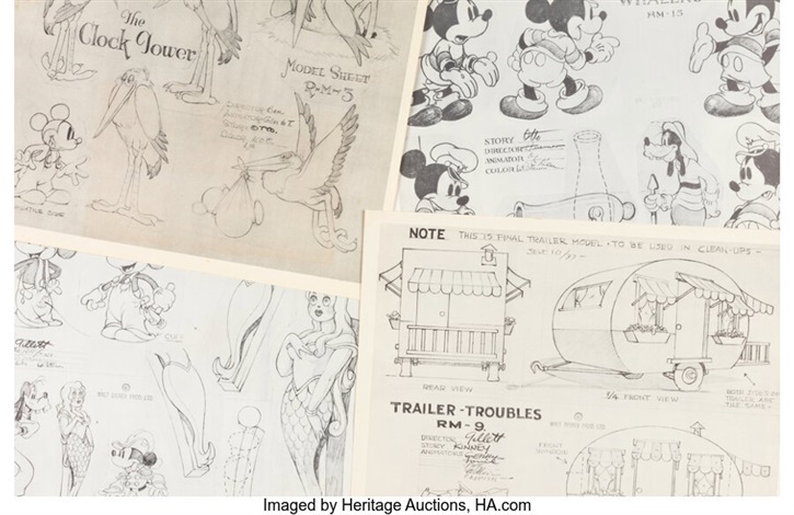 Disney Studio Model Sheets Group of 17 Walt Disney, c. 1930s by Walt ...