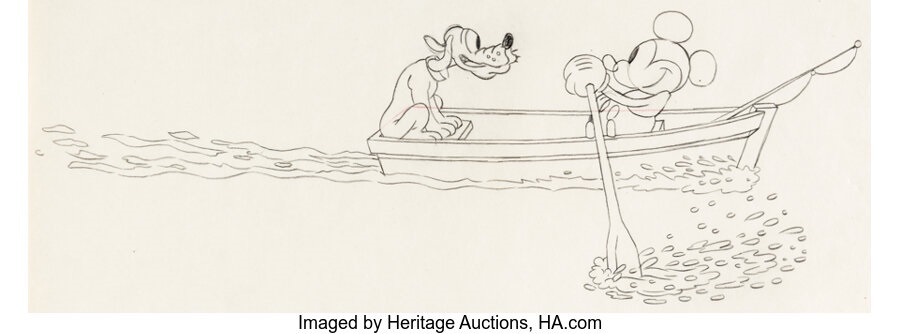 Fishing Around Mickey Mouse and Pluto Animation Drawing Walt Disney ...