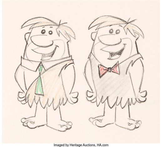 The Flintstones Barney Rubble Character Development Drawing by Dick ...