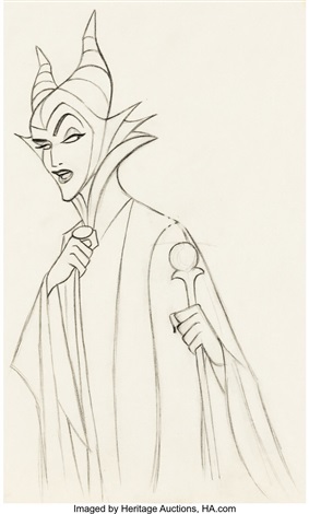 Sleeping Beauty Maleficent and Diablo Animation Drawing Original Art ...