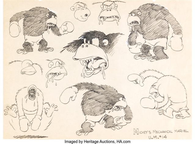 Mickeys Mechanical Man RARE Beppo the Gorilla Original Graphite Model ...