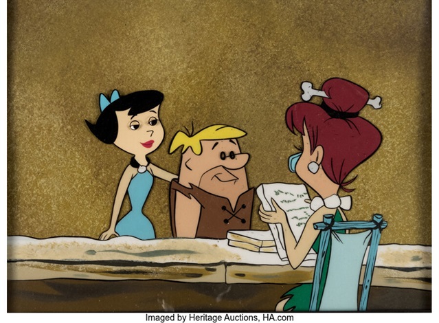 The Flintstones Little Bamm Bamm Barney Rubble Betty Rubble And Adoption Agent Production Cel