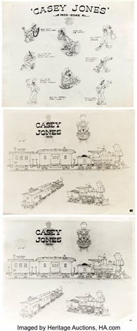 The Brave Engineer Casey Jones Model Sheet and Storyboard Studio Print ...
