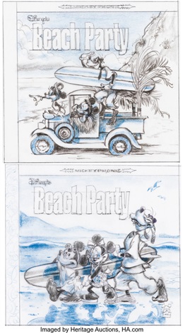 Disneys Beach Party Mickey Mouse CD Cover Design Preliminary Drawings ...