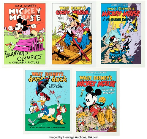 Group of 10 Serigraph Posters Inspired by Classic Disney Shorts Walt ...