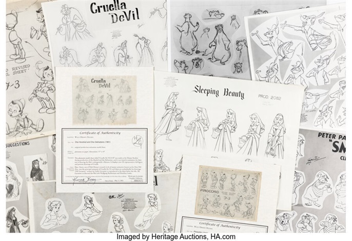 Disney Feature Film Studio Model Sheets Group of 8 Walt Disney, 1940-73 ...
