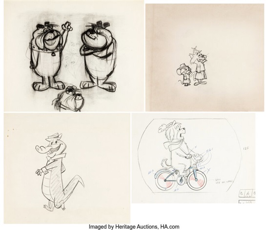 Hanna Barbera Character Design And Layout Drawing Group Of 4 By Ed