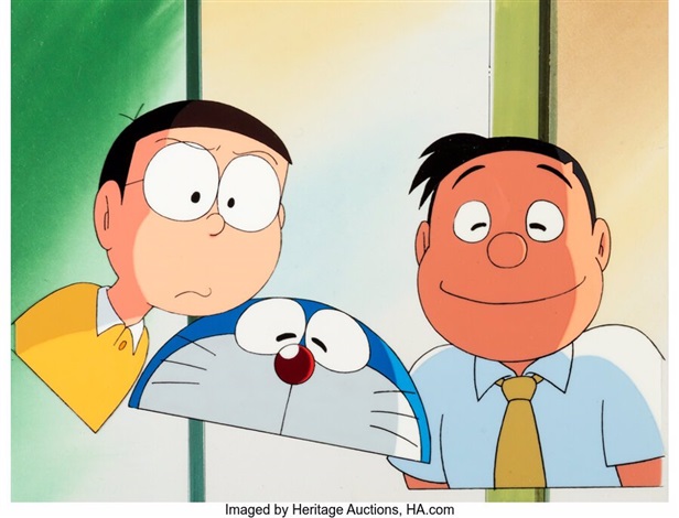 Doraemon Nobita, Doraemon, and Nobisuke Production Cel Setup with ...