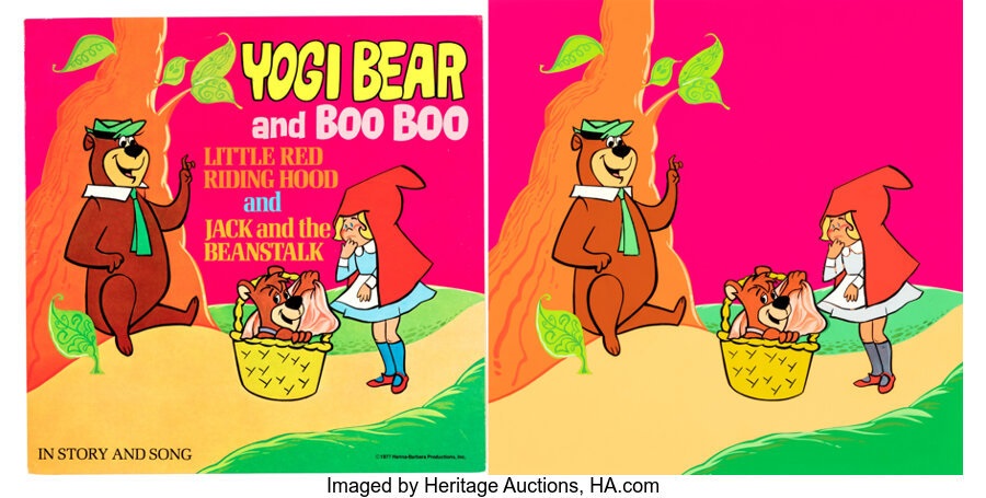 Yogi Bear and Boo Boo Album Cover Original Art with Record Hanna ...