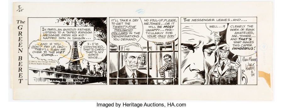Joe Kubert Tales of the Green Beret Daily Comic Strip Original Art ...