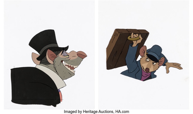 The Great Mouse Detective Basil and Ratigan Production Cel Group of 2 ...
