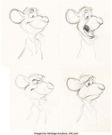 The Great Mouse Detective Basil Rough Animation Drawing Sequence of 4 ...