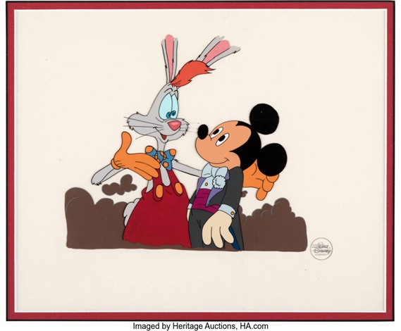 Mickeys 60th Birthday Roger Rabbit and Mickey Mouse Production Cel Walt ...