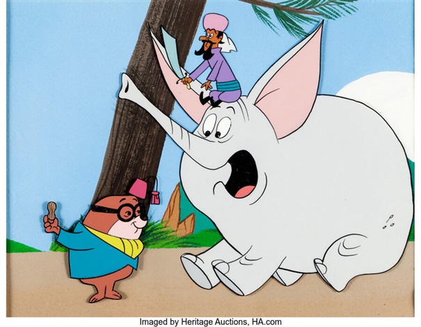 Secret Squirrel Show Tusk Tusk Morocco Mole and Poojie Production Cel and Production Background ...