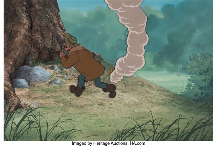 The Fox and the Hound Amos Slade Production Cel Setup with Pre ...