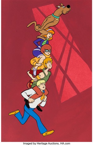 Scooby-Doo Full Main Cast Vertical Pan Publicity Cel with Matching Hand ...