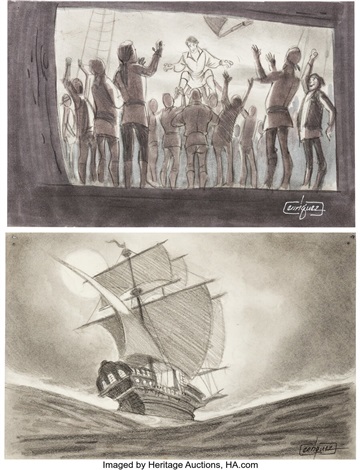 The Little Mermaid Original Storyboard Art by Thom Enriquez Group of 2 ...