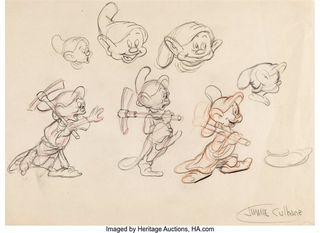 Snow White and the Seven Dwarfs Dopey Animators Practice Model Sheet ...