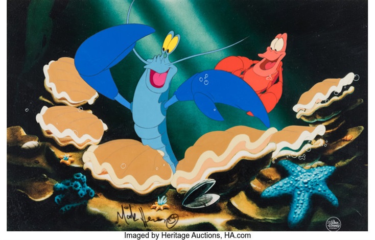 The Little Mermaid Under the Sea Sebastian Production Cel Signed by Mark Henn Walt Disney, 1989 ...