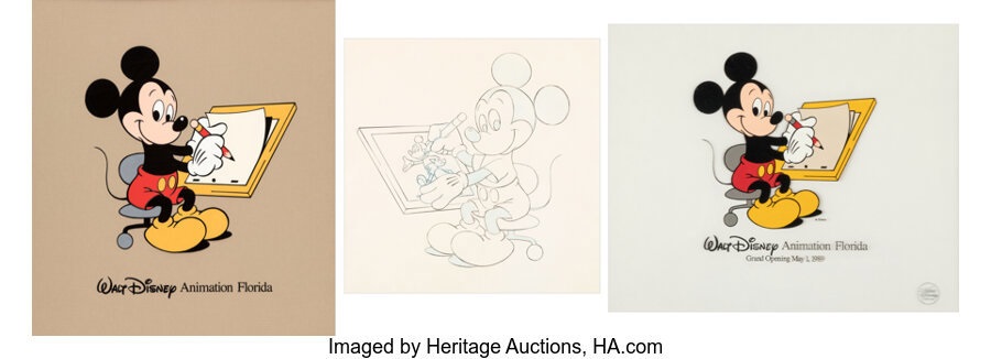 Walt Disney Animation Florida Mickey Mouse Logo Publicity Cel, Color ...