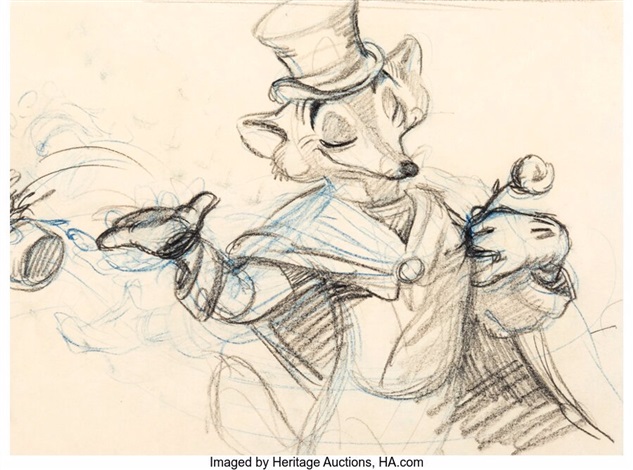 Pinocchio J. Worthington Foulfellow Rough Layout Drawing Walt Disney ...