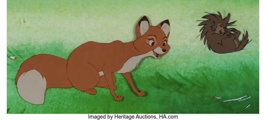 The Fox and the Hound Vixey and Porcupine Production Cel Walt Disney ...