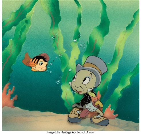 Pinocchio Jiminy Cricket Production Cel Courvoisier Setup Walt Disney ...