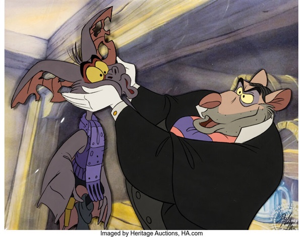 The Great Mouse Detective Fidget and Ratigan Production Cel Walt Disney ...