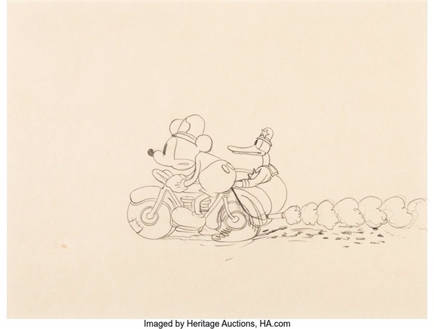 The Dognapper Mickey Mouse and Long-Billed Donald Duck on Motorcycle ...