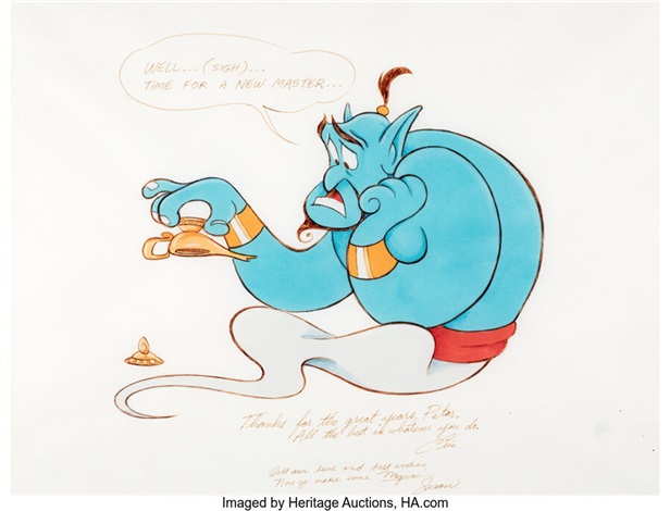 Aladdin Genie Original Art Signed by Eric and Susan Goldberg to Peter ...