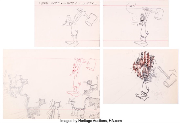 Fast Buck Duck Daffy Duck with Spike and Alley Cats Layout Drawings ...