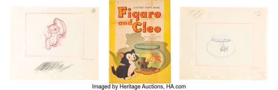 Figaro and Cleo Layout Drawing Group of 16 with Whitman Story Paint ...