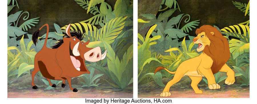 The Lion King Simba and Pumbaa Style Guide Color Model Cels Walt Disney ...