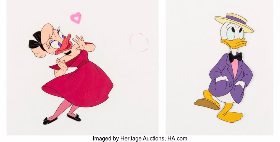 Donalds Diary Donald Duck Production Cel and Daisy Duck Production Cel ...
