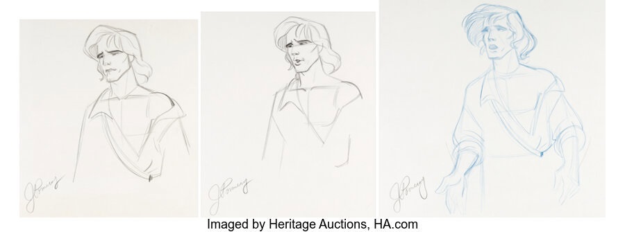Pocahontas John Smith Animation Drawings by John Pomeroy Sequence of 3 ...