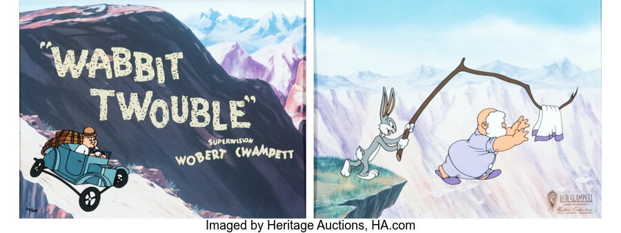 Wabbit Twouble Bugs Bunny Elmer Fudd Limited Edition Cel 26500 Warner ...