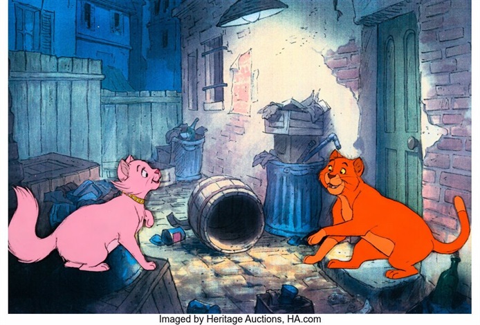 The Aristocats Thomas Omalley And Duchess Production Cel Walt Disney 1970 By Walt Disney