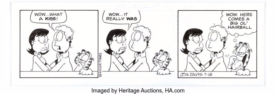 Jim Davis Garfield Daily Comic Strip Original Art dated 7-18-09 ...