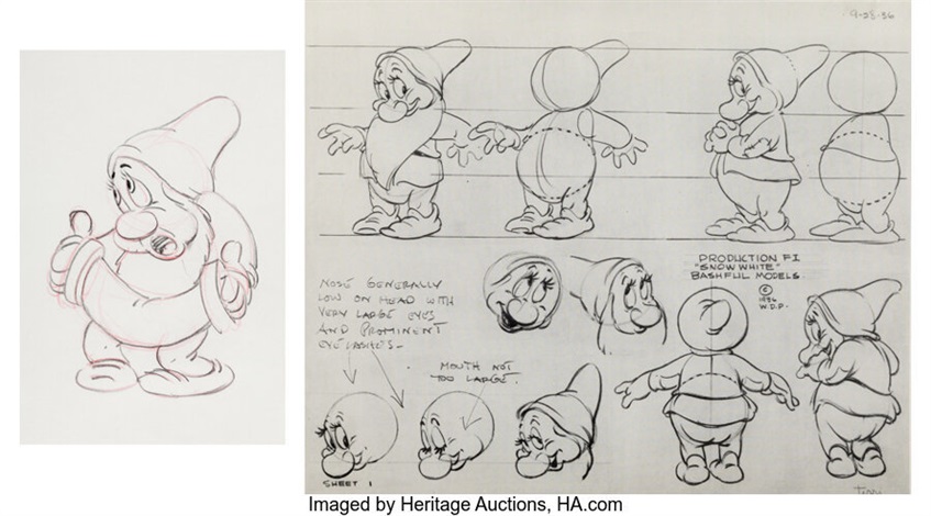 Snow White and the Seven Dwarfs Bashful Animation Drawing and Studio ...