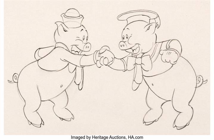 The Big Bad Wolf Fifer Pig and Fiddler Pig Animation Drawing Walt ...