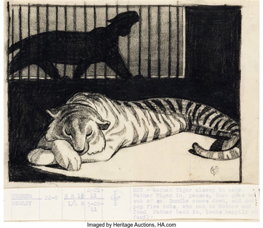 Dumbo Sleeping Tiger Storyboard Drawing Walt Disney, 1941 by Walt ...