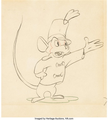 Dumbo Timothy Q. Mouse Color Model Drawing Walt Disney, 1941 by Walt ...